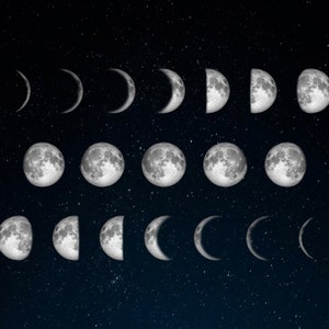 Moon Cycle Photo Clipart, Phases of the Moon, Astronomy Clipart, Lunar ...