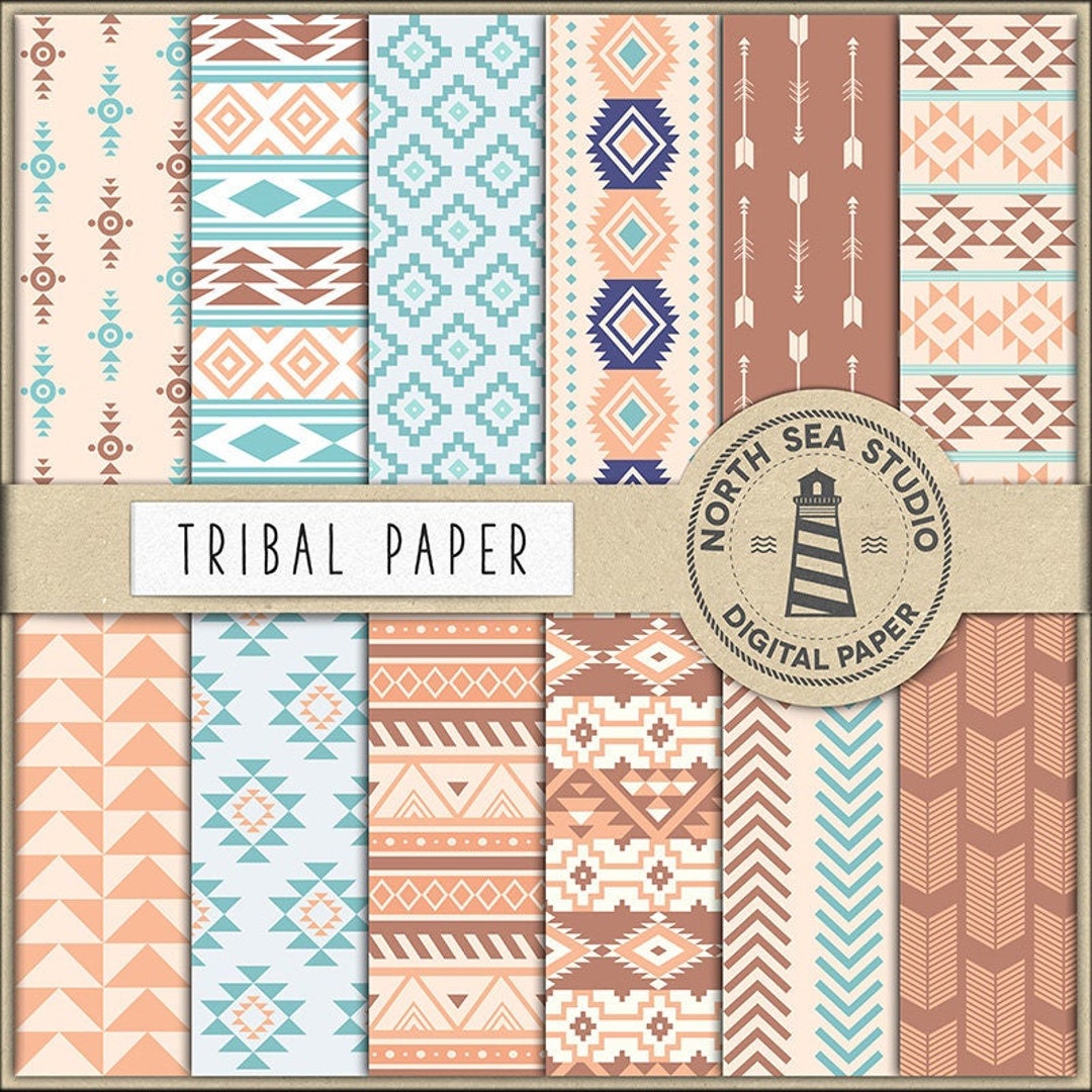 Native American, Tribal Digital Paper, Tribal Backgrounds, Aztec ...