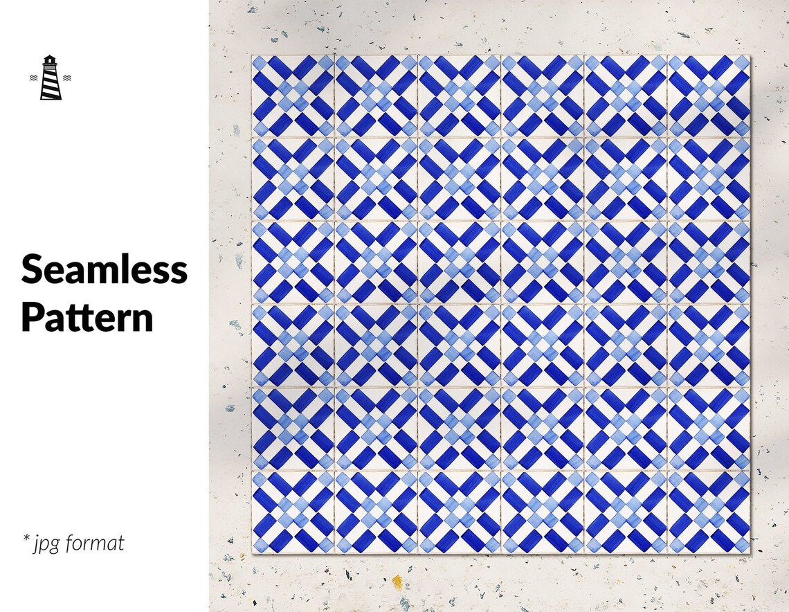 Italian Tiles Seamless Pattern Blue Mosaic Pattern. Sicilian - Etsy