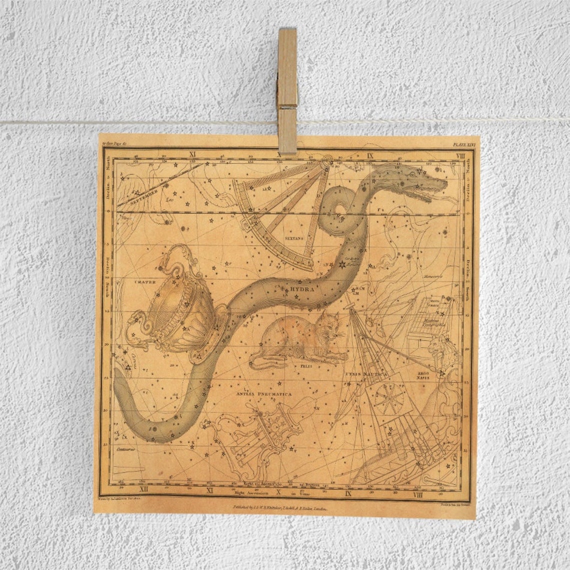 Antique Map Digital Paper, Old Star Map Backgrounds, Astrology Images ...