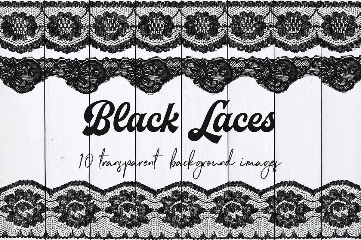 Black Lace Borders Clipart Floral Lace Borders Black Borders - Etsy