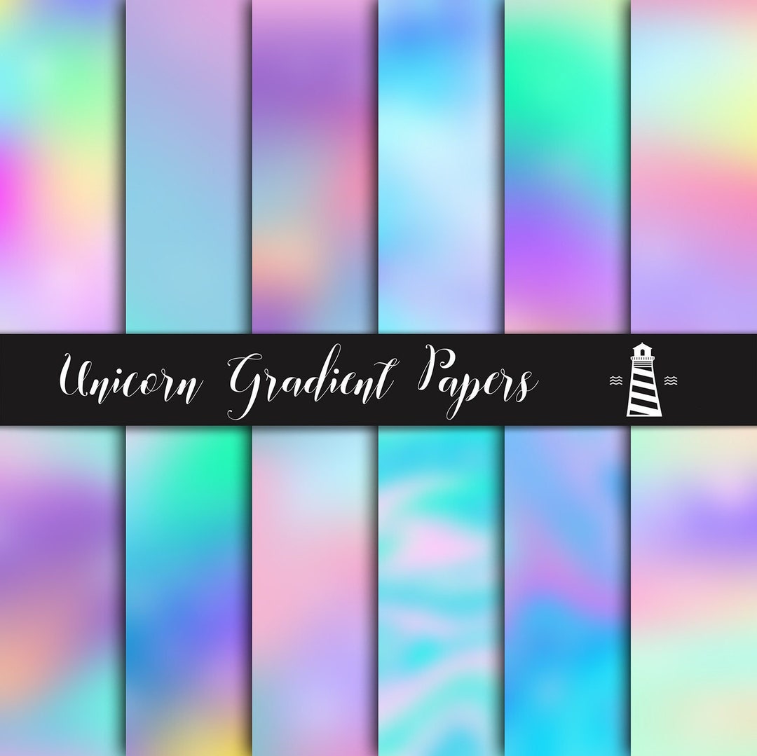 Unicorn Digital Paper, Unicorn Gradient Backgrounds, Unicorn Ombre ...