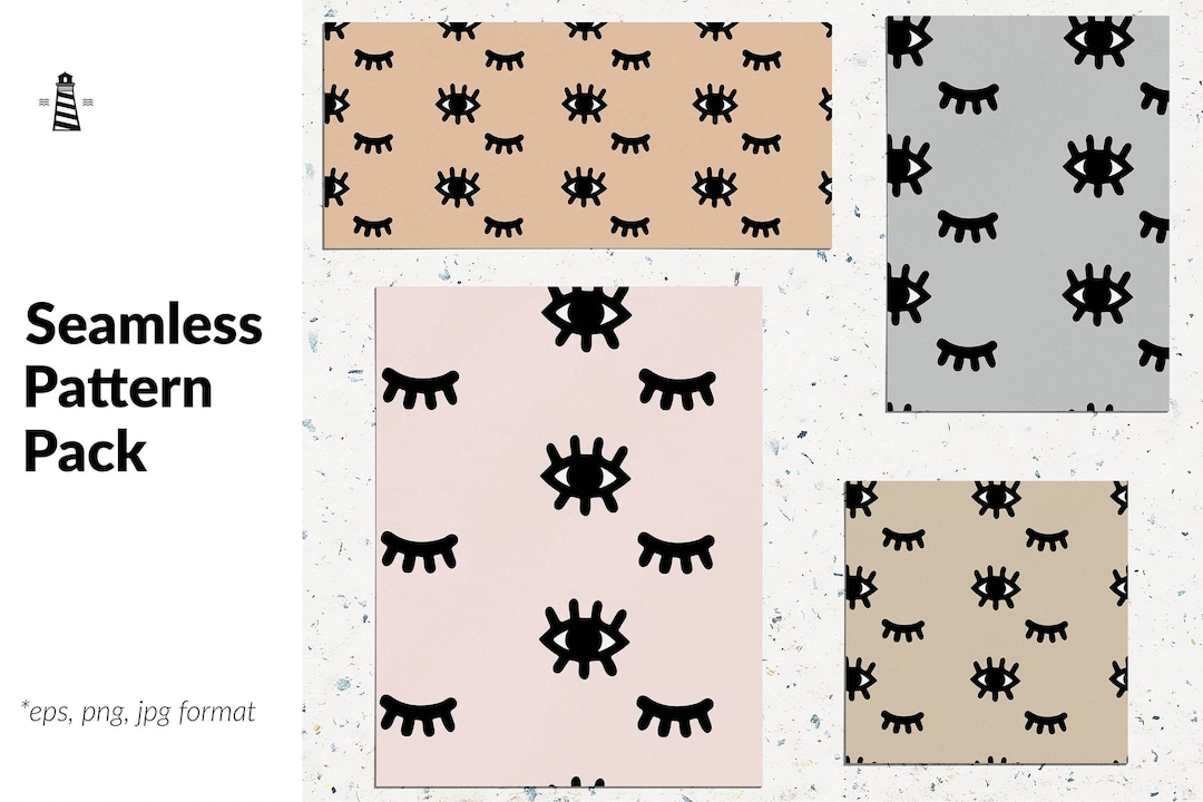 Hand Drawn Eye Digital Paper, Vector Backgrounds With Open and Winking ...