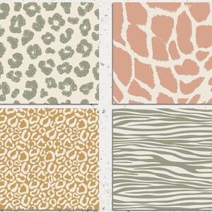 Animal Print Digital Paper, Boho Animal Patterns, Leopard, Giraffe ...