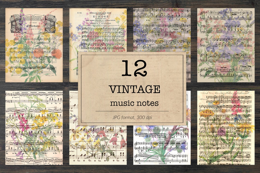 Vintage Music Digital Paper, 8,5x11 Inches Musical Themed, Music Sheet ...