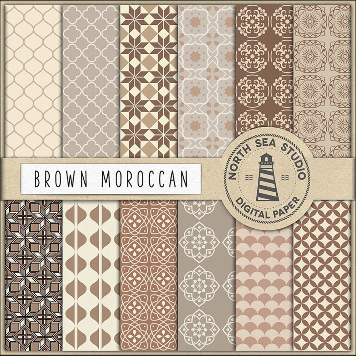 Brown Moroccan Arabic Digital Paper Oriental Patterns Set - Etsy