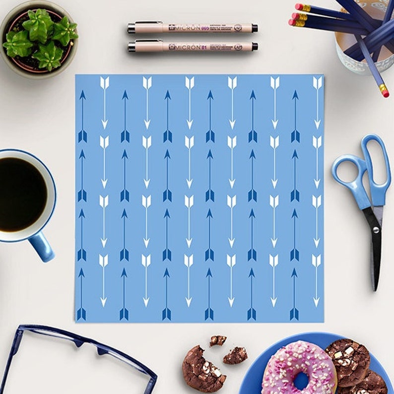 Blue Digital Paper Blue Patterns Chevron Polkadot Stripes | Etsy