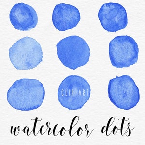 Watercolour Circles Clip Art Blue Watercolor Dots - Etsy
