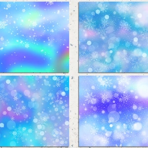 Frozen Winter Digital Paper, Printable Snowflake Bokeh Backgrounds With ...