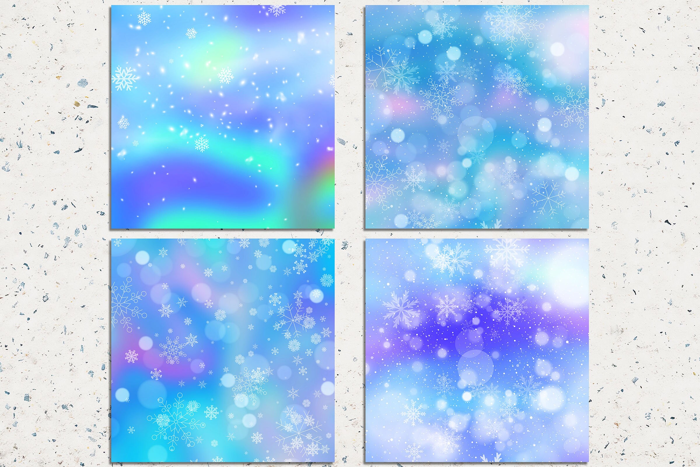 Frozen Winter Digital Paper, Printable Snowflake Bokeh Backgrounds With ...