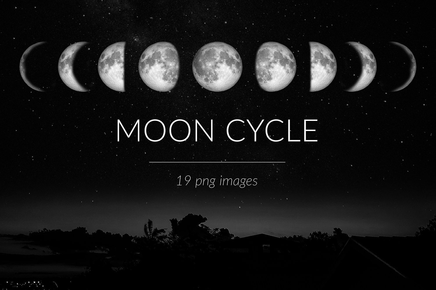 Moon Cycle Photo Clipart Phases of the Moon Astronomy - Etsy UK