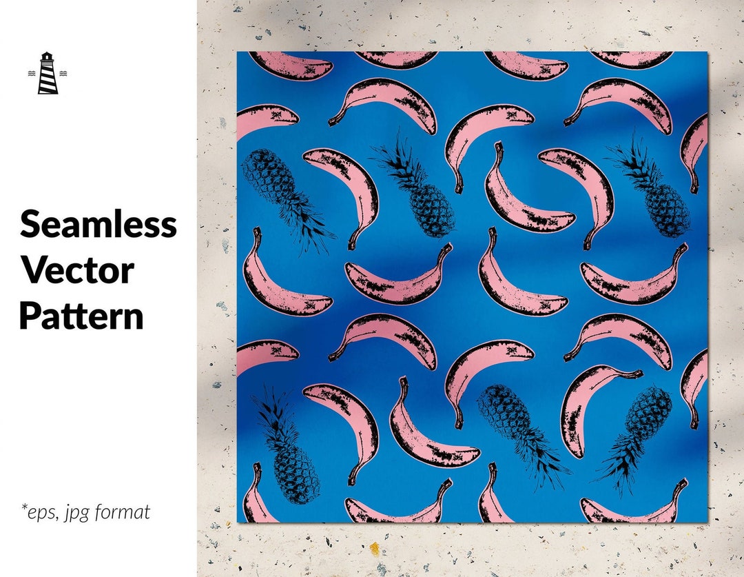 Exotic Fruit Digital Paper, Vector Background With Abstract Bananas and ...