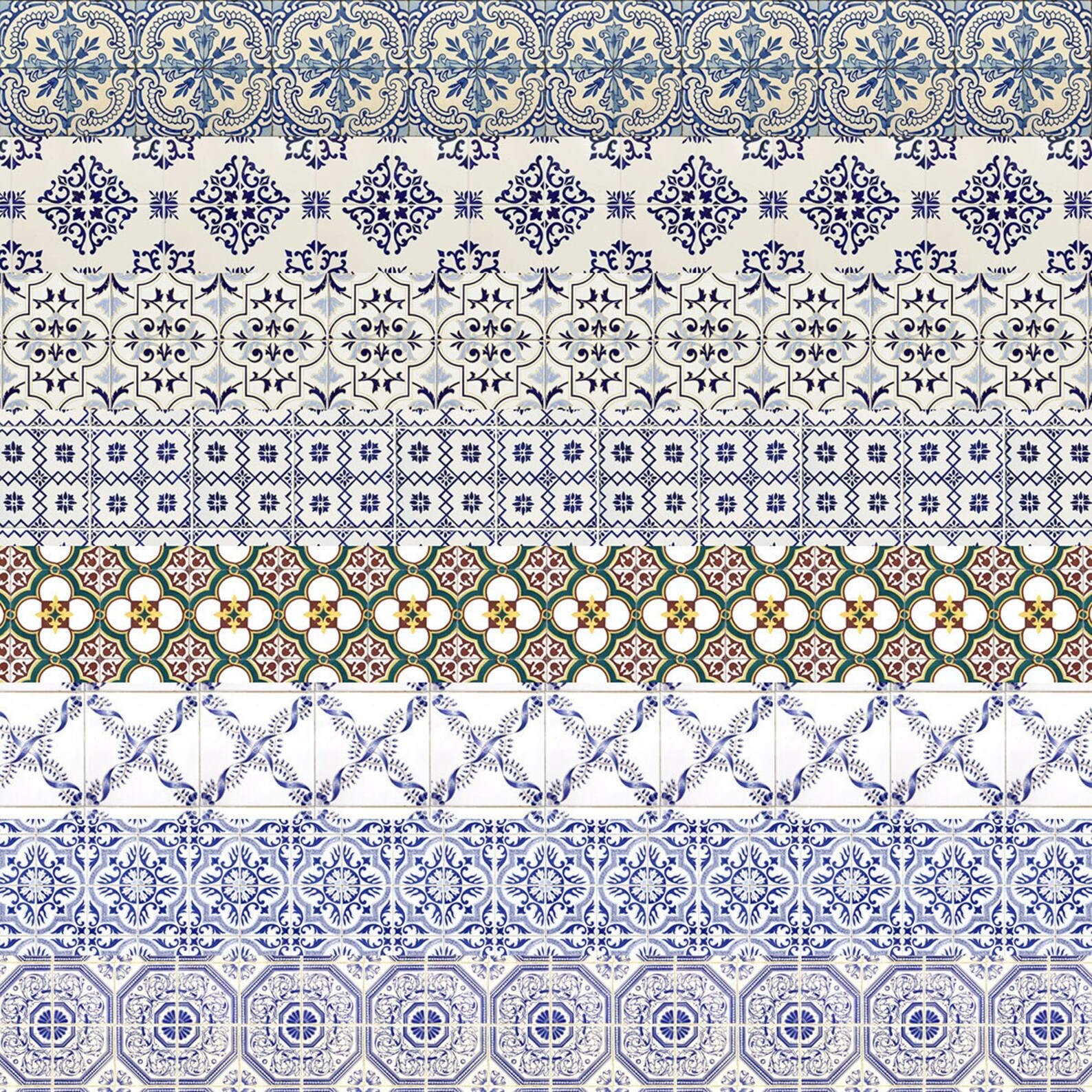 Azulejos Borders Clipart Ornamental Patterns Mosaic Borders - Etsy