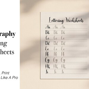 Calligraphy Lettering Worksheets, Calligraphy Practice Guide, Uppercase ...