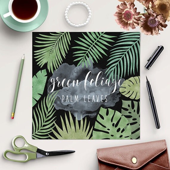 Tropical Leaves Clipart Palm Leaves Clip Art Green Leaf - Etsy