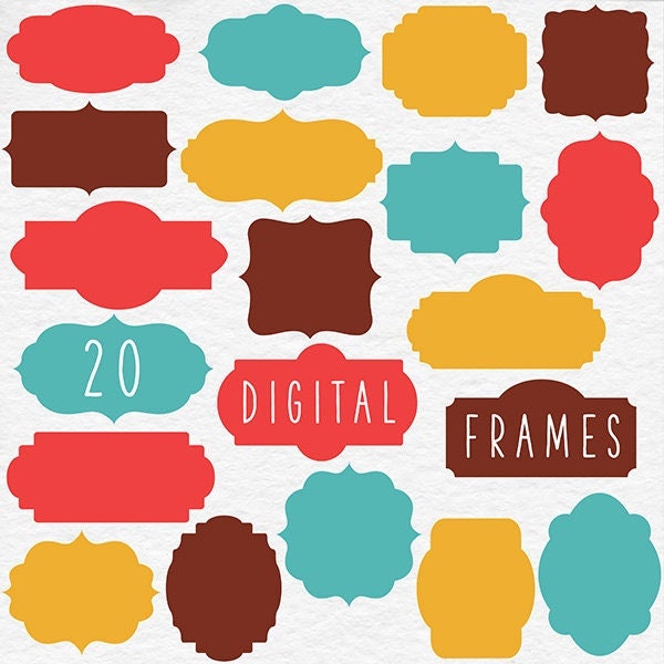 Digital Frames Clipart Colored Label Digital Borders Tags - Etsy