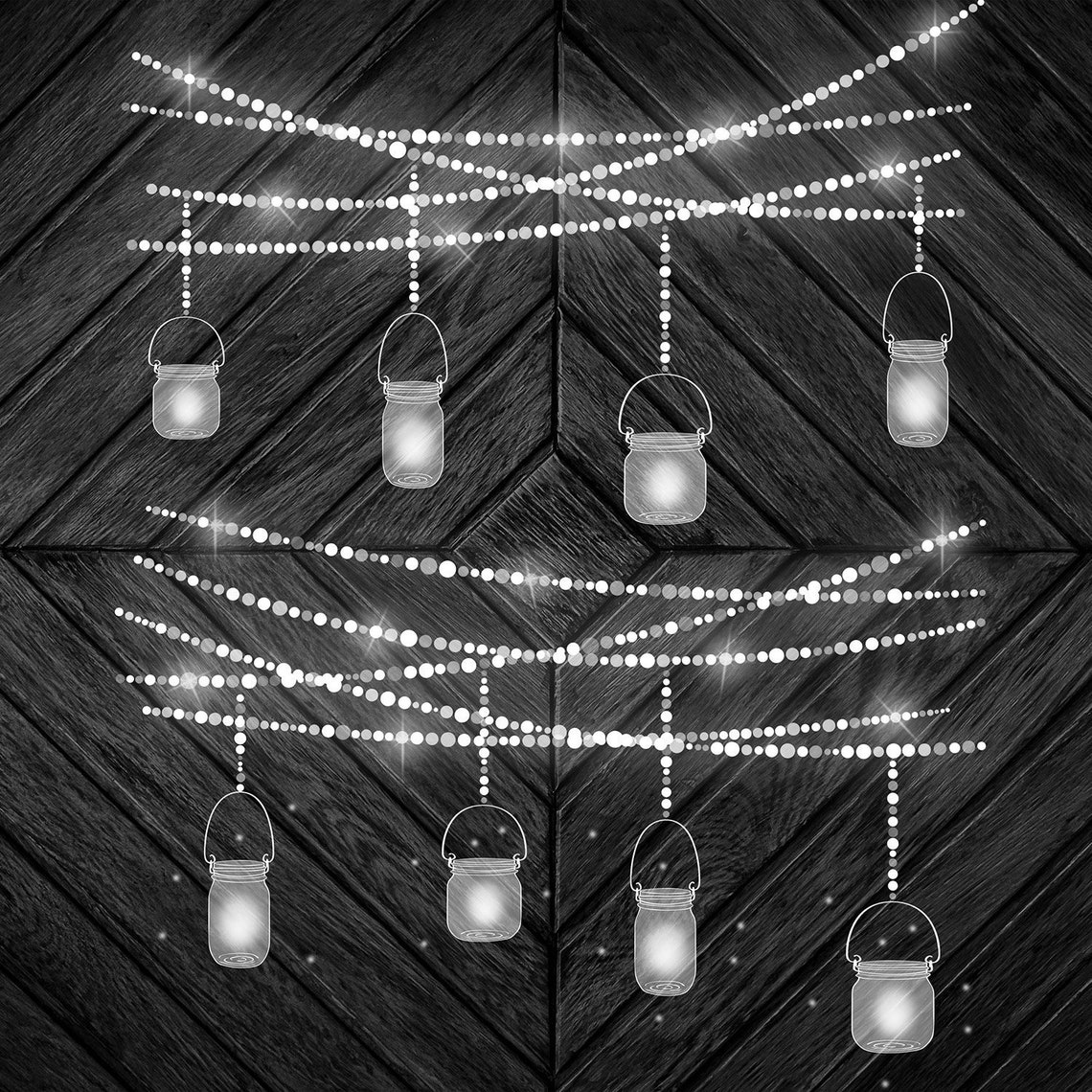 Hanging Lights With Mason Jars Bokeh String Lights Clipart - Etsy