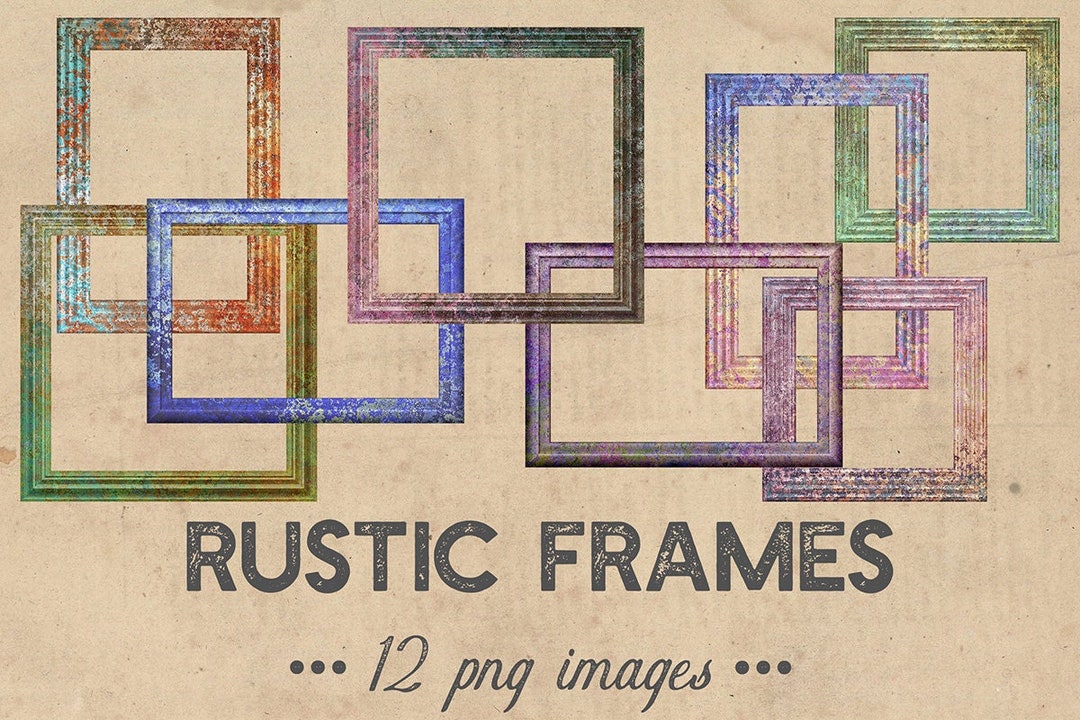 Rustic Frames Clipart, Vintage Wood Frames, Colorful Rustic Photo Frame ...