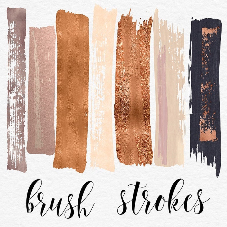 Brush Stroke Clip Art Copper Gold Rose Clipart Hand - Etsy