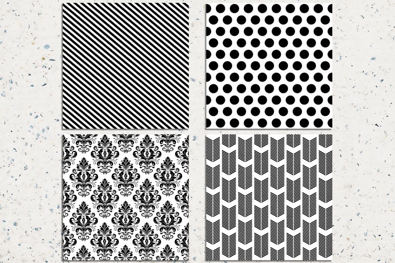 Black and White SVG Patterns, Minimal Digital Paper, Vector, Png, Jpg ...