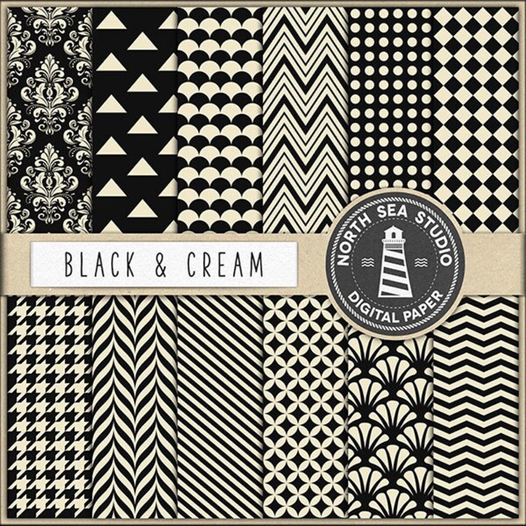 Simple Digital Paper Black and Cream Scrapbook Paper Printable ...