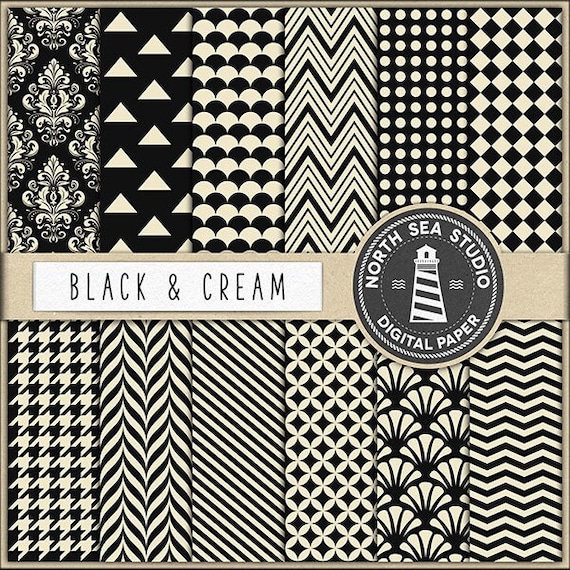 Simple Digital Paper Black and Cream Scrapbook Paper - Etsy