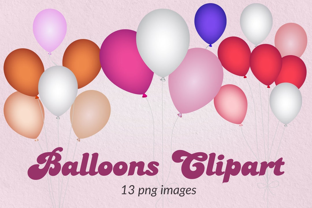 Balloons Clipart, Overlays for Photoshop, Birthday Clipart, Png ...