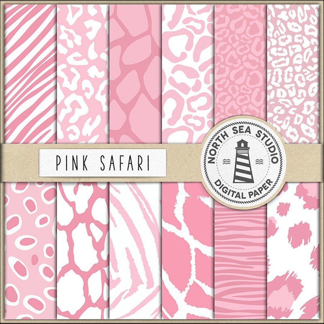 Pink Jungle, Pink Animal Print Digital Paper, Baby Girl Paper, Safari ...