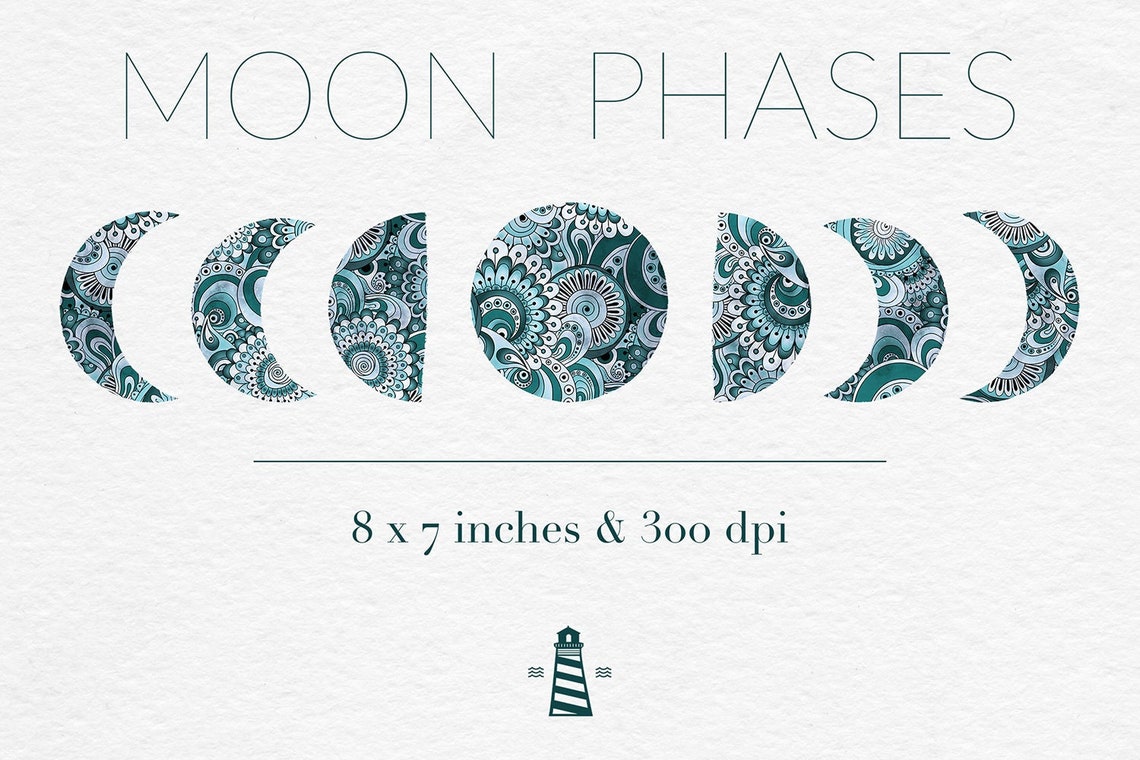 Waning Moon Clipart, Lunar Graphics, Moon Phases Clipart, Astrology ...