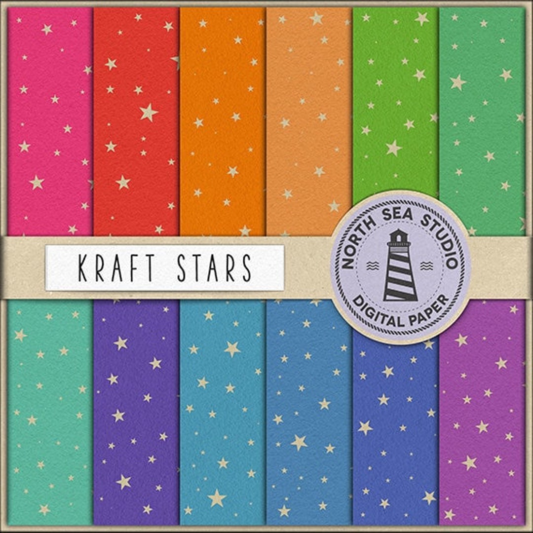 Kraft Stars Digital Paper Pack | Scrapbook Paper | Printable ...
