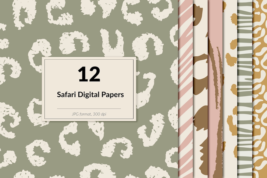 Animal Print Digital Paper, Boho Animal Patterns, Leopard, Giraffe ...