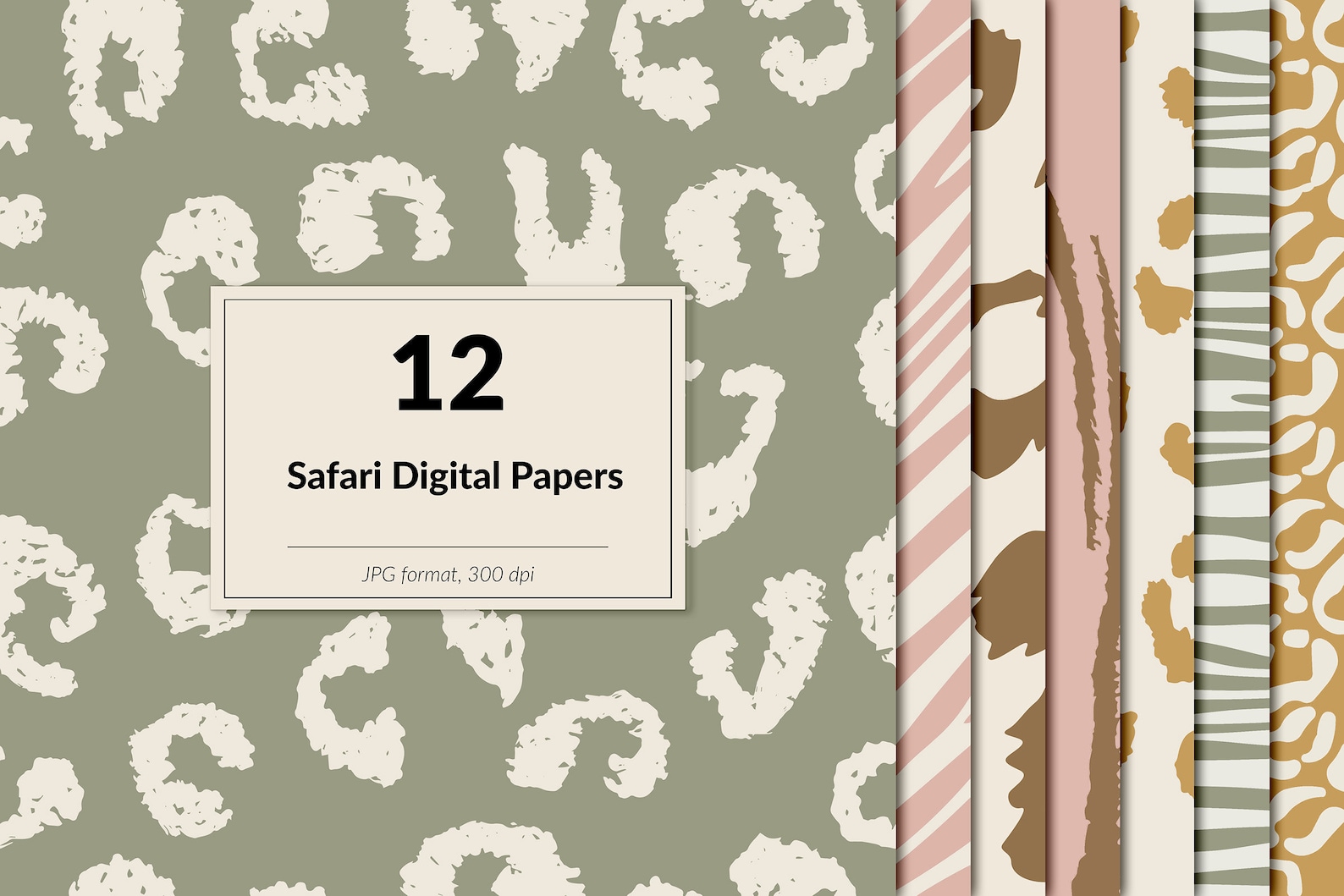Animal Print Digital Paper, Boho Animal Patterns, Leopard, Giraffe ...