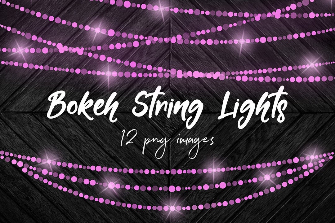Sparkle String Light Overlays, Bokeh String Lights Clipart, Pink ...