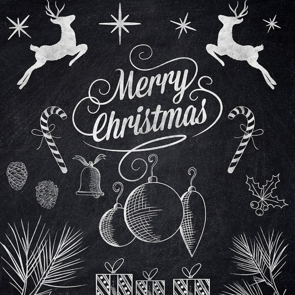 Chalkboard Christmas Clipart Christmas Clip Art Chalkboard - Etsy