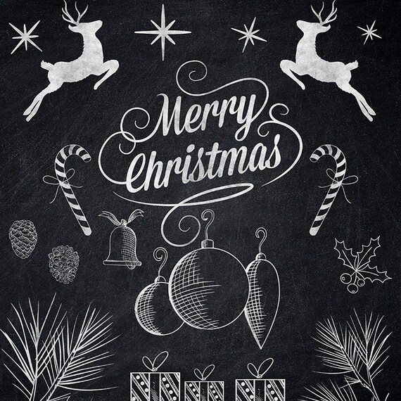 Chalkboard Christmas Clipart Christmas Clip Art Chalkboard - Etsy