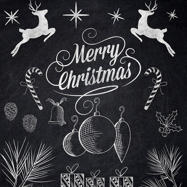 Chalkboard Christmas Clipart Christmas Clip Art Chalkboard - Etsy