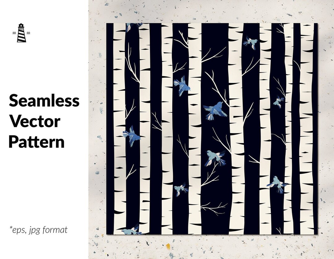 Birch Grove Pattern, Vector Background With Hand Drawn Birch Trees and ...