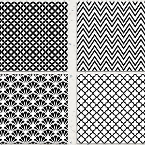 Black and White SVG Patterns, Minimal Digital Paper, Vector, Png, Jpg ...