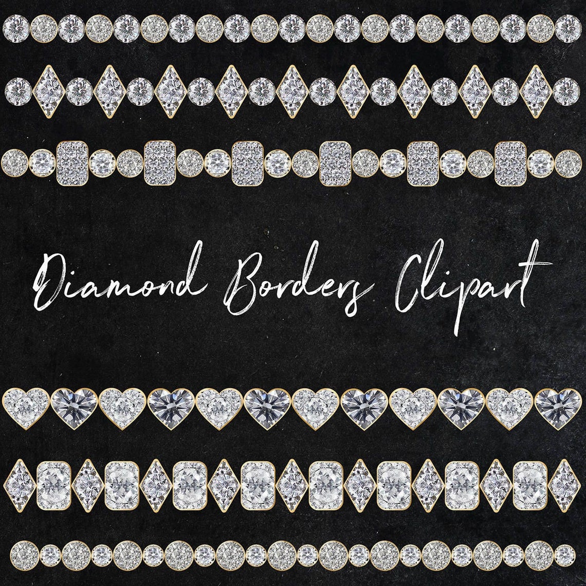 Diamond Borders Clipart Sparkle Diamonds Wedding | Etsy