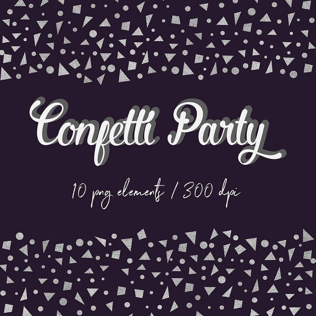 Silver Confetti Clipart, Silver Foil Digital Confetti Borders, Silver ...