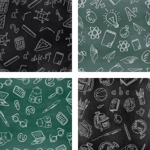 Back to School Patterns, Chalkboard Seamless Digital Paper, Chalk ...