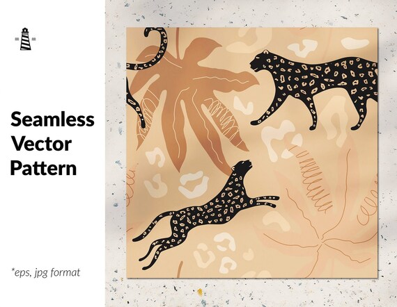 Modern Leopard Digital Paper Vector Seamless Background With - Etsy