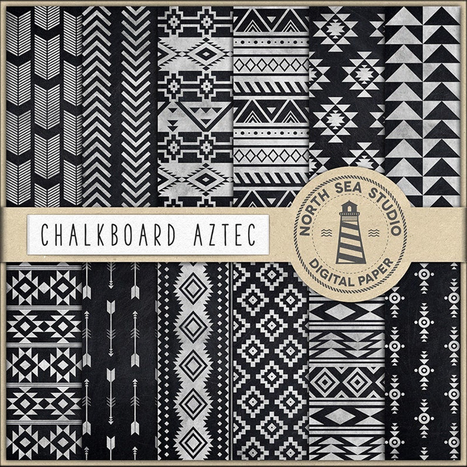 Mexican Pattern, Aztec Digital Paper, Chalkboard Tribal Backgrounds ...