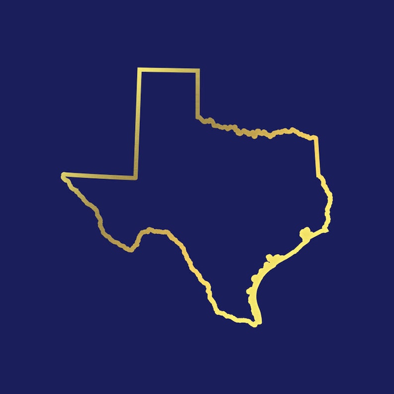 Texas SVG TX Gold Outline PNG Clipart Cutting Files Usa - Etsy
