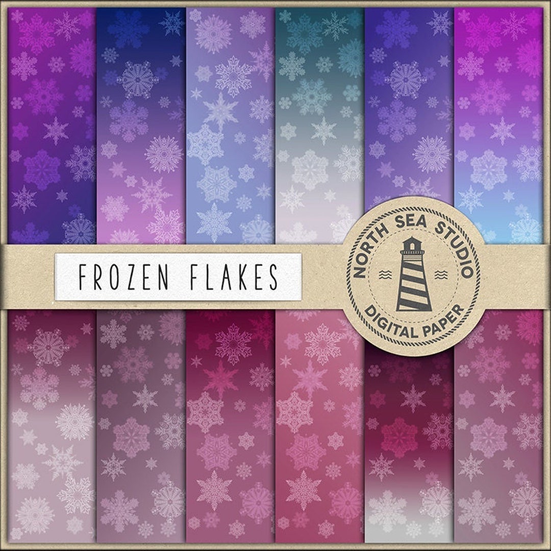Frozen Flakes, Snowflake Digital Paper, Christmas Snowflakes, Snow ...