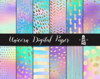 Digital Unicorn Paper Pack Unicorn Patterns Kawaii Unicorns - Etsy