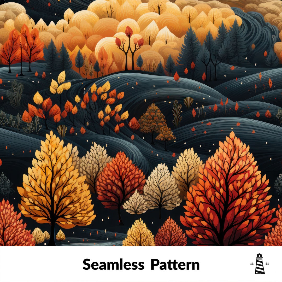 Autumn Forest Seamless Pattern, Fall Contemporary Pattern, Creative ...