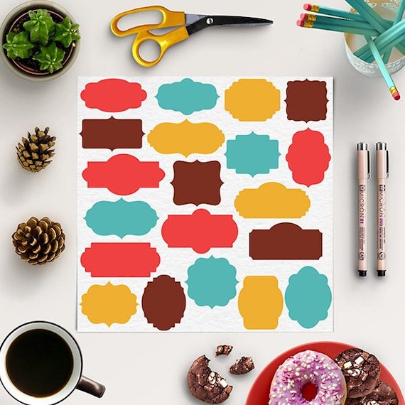 Digital Frames Clipart Colored Label Digital Borders Tags - Etsy