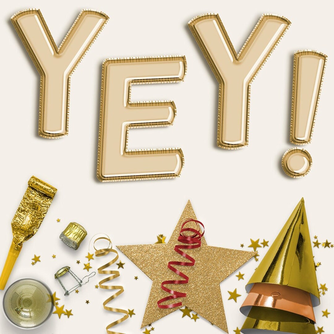 Gold Balloon Letters Clipart, Uppercase Gold Foil Balloons Alphabet ...