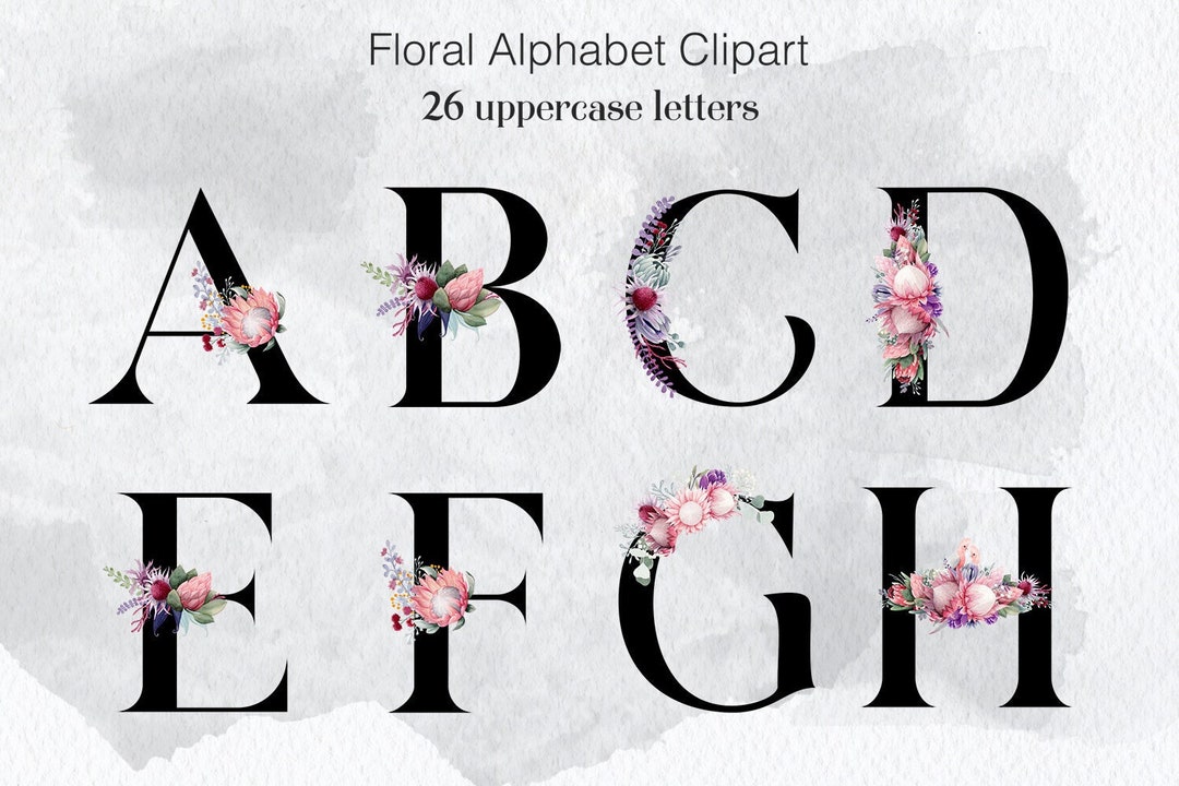 Floral Alphabet Clipart, Wedding Flower Alphabet, Decor Png Letters ...